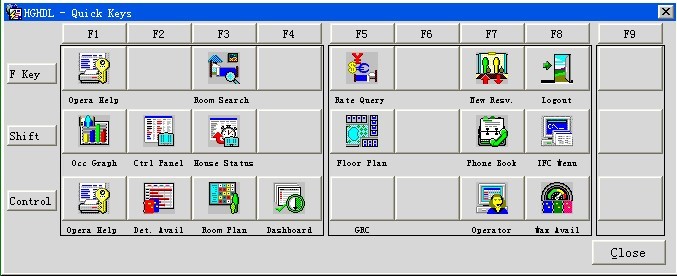 第五章 快捷键 Quick Keys - 《酒店管理系统 Opera PMS》 - 融媒体云教材(Yunjiaocai.CN)